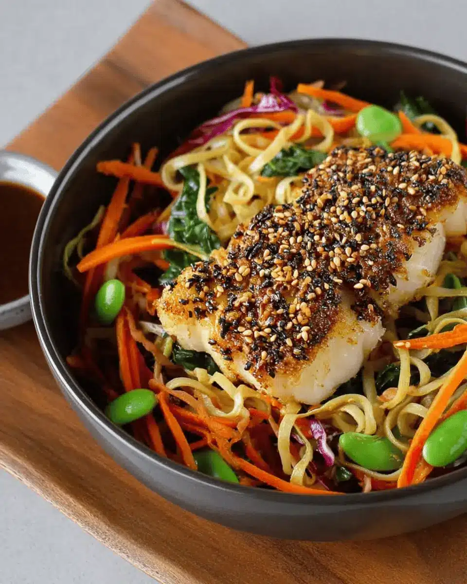 sesame crusted blue cod